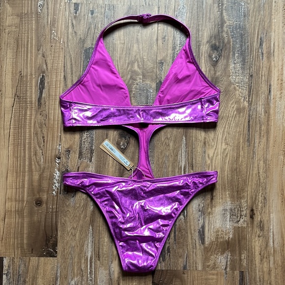 SKIMS | Swim | Skims Metallic Halter Monokini Bathing Suit | Poshmark